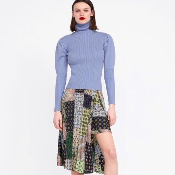 Zara | Skirts | Zara Medium Pleated Patchwork Midi Skirt | Poshmark